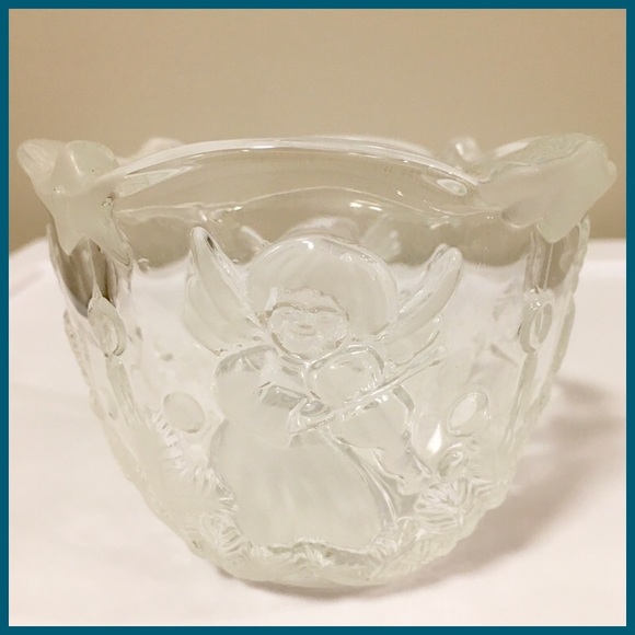 Accents | Vintage Angel Clear Glass Trinket Dish Bowl Candle Holder ...